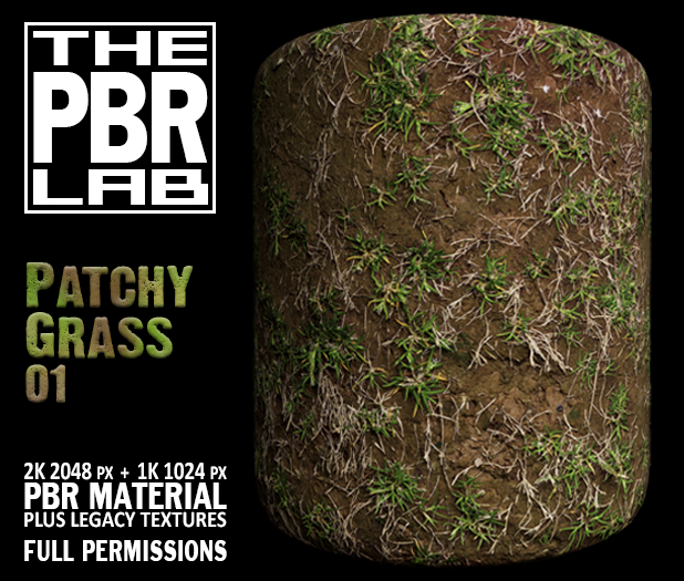 Second Life Marketplace - The PBR Lab - Patchy Grass 01